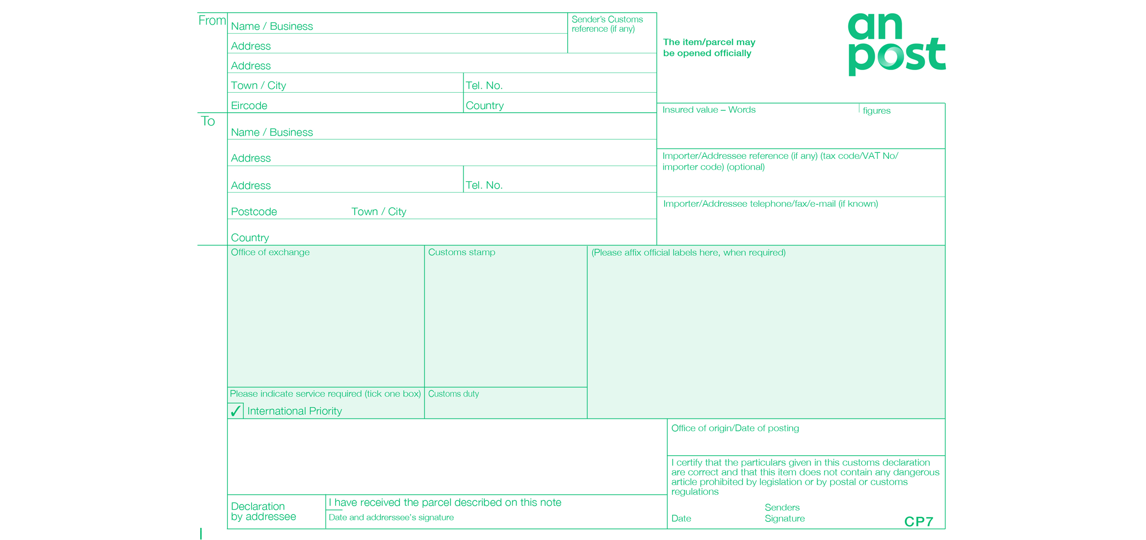 An Post - Your guide to customs charges and forms | Personal | An Post